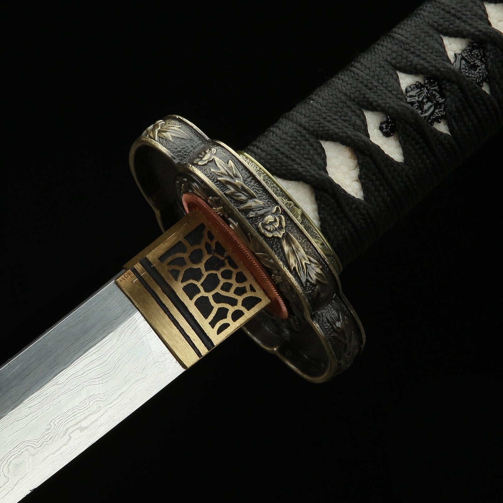 Japanese Tachi Odachi Sword Damascus Carbon Steel With Brown Scabbard